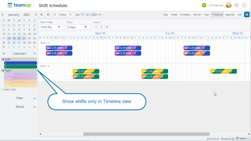 Shift Schedule for Teams - Teamup.com