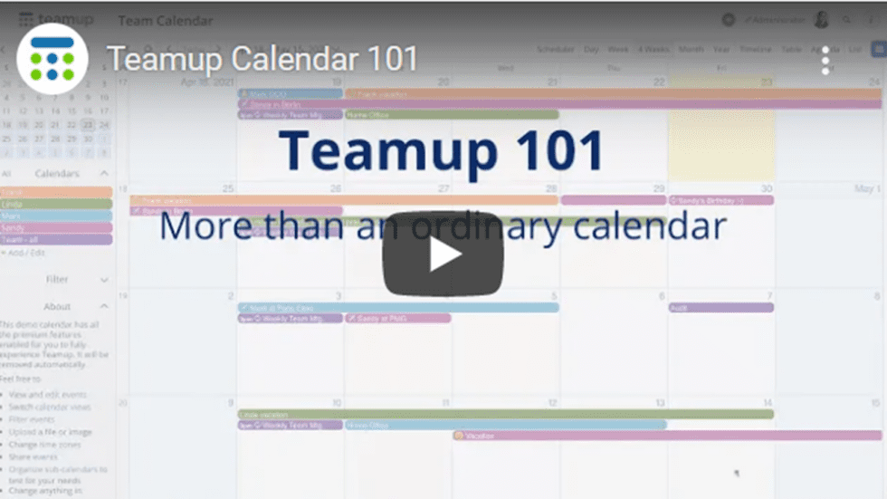 Homepage - Teamup Calendar - Shared online calendar for groups