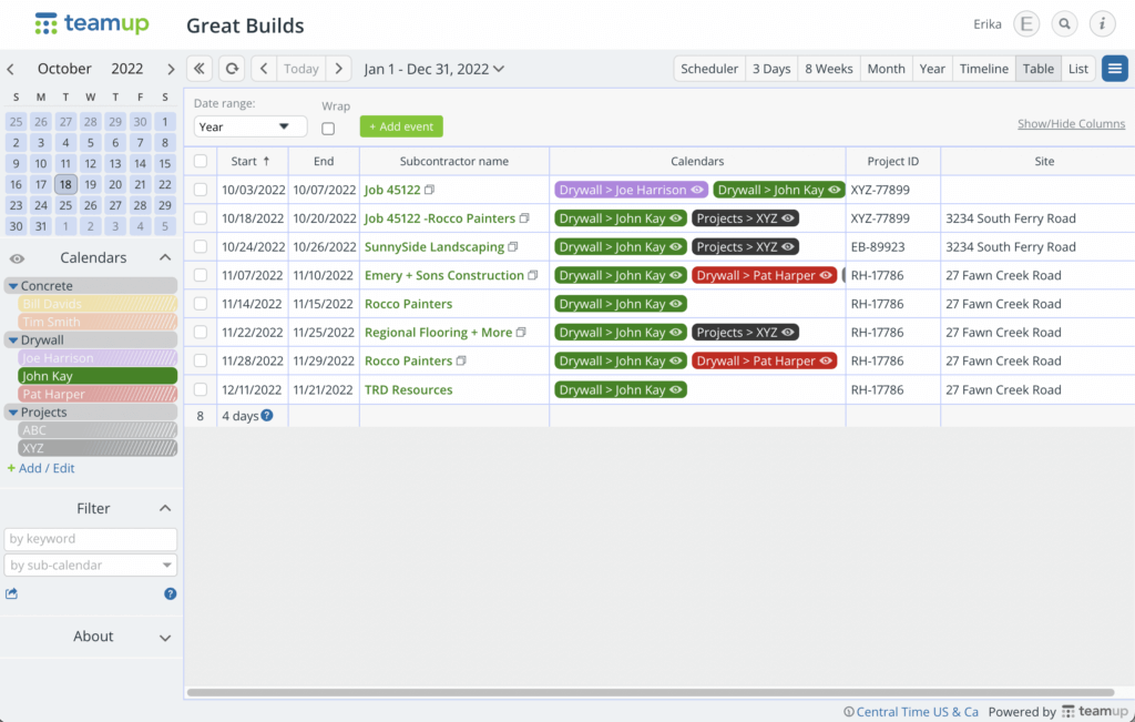 Crew Scheduling - Teamup Calendar - Get organized. Gain clarity. See ...