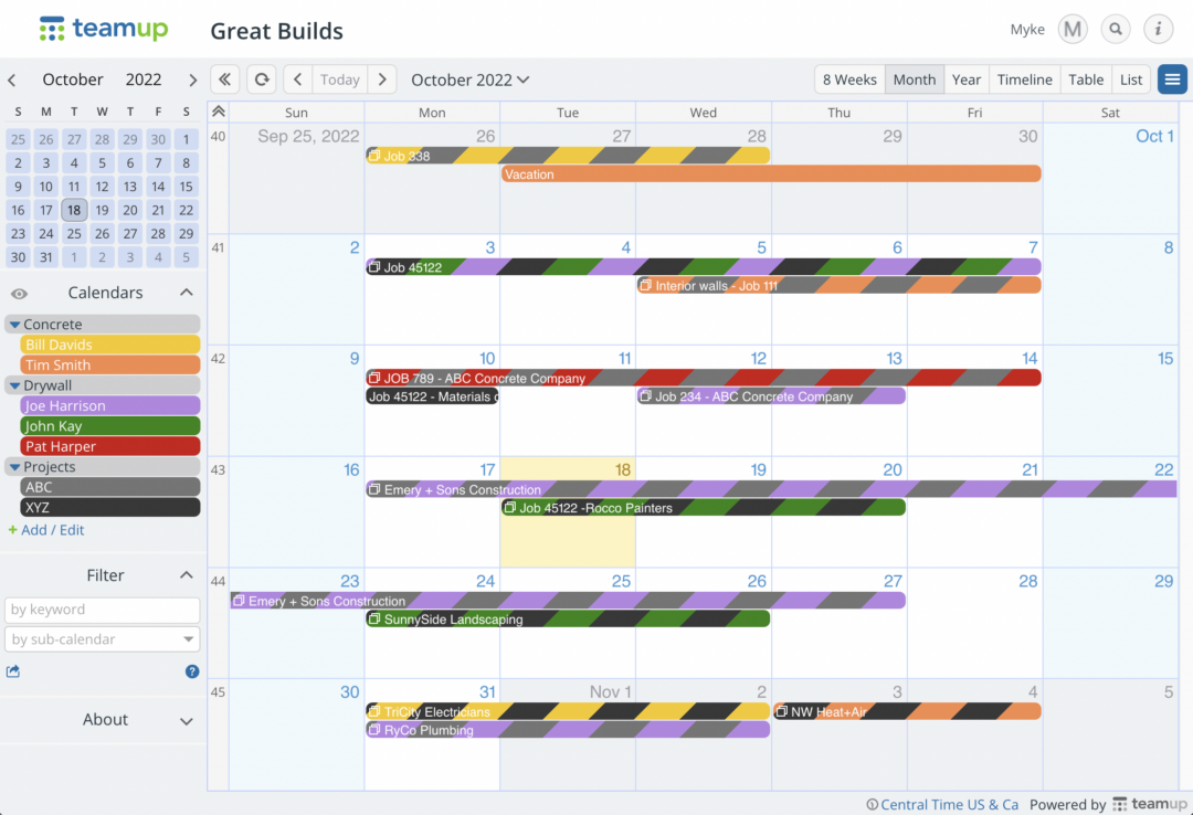 Crew Scheduling - Teamup Calendar - Get organized. Gain clarity. See ...