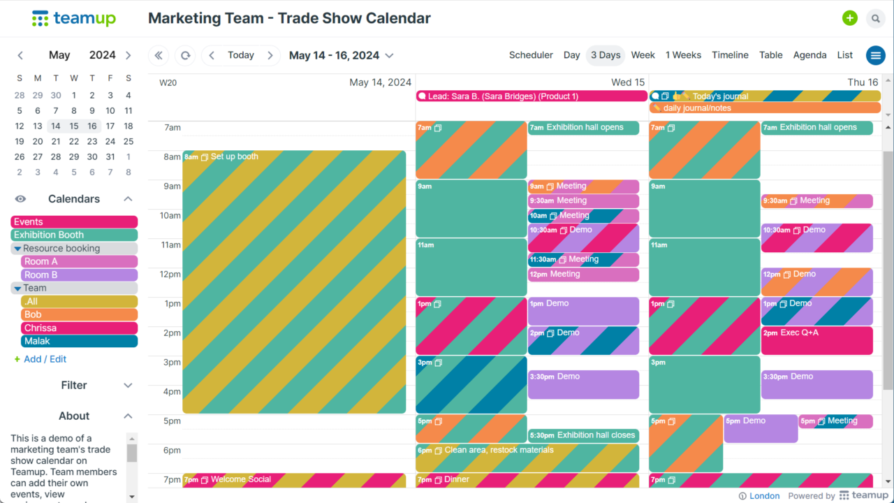 Shared Team Calendar in Teamup