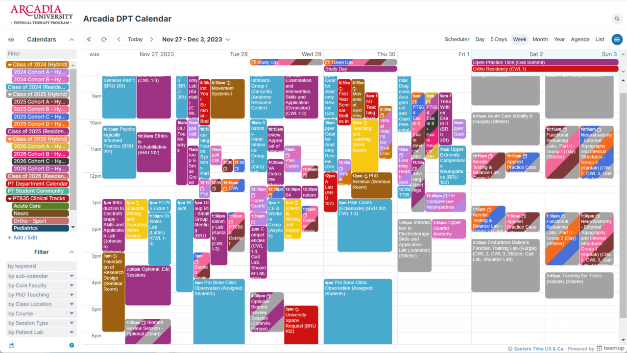 Academic Schedule for cohort and faculty - Teamup.com