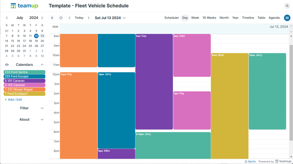 Scheduling fleet vehicles made easy - Teamup.com