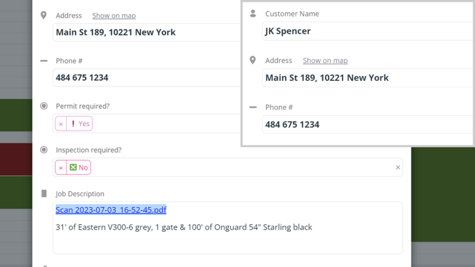 Template for crew schedule with custom fields for job information ...
