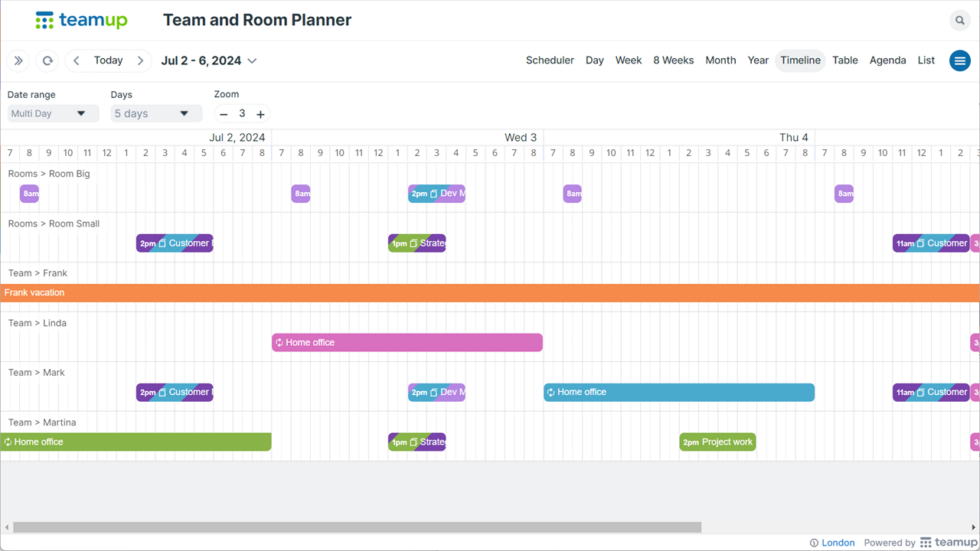 Team Calendar and Room Planners - Teamup.com