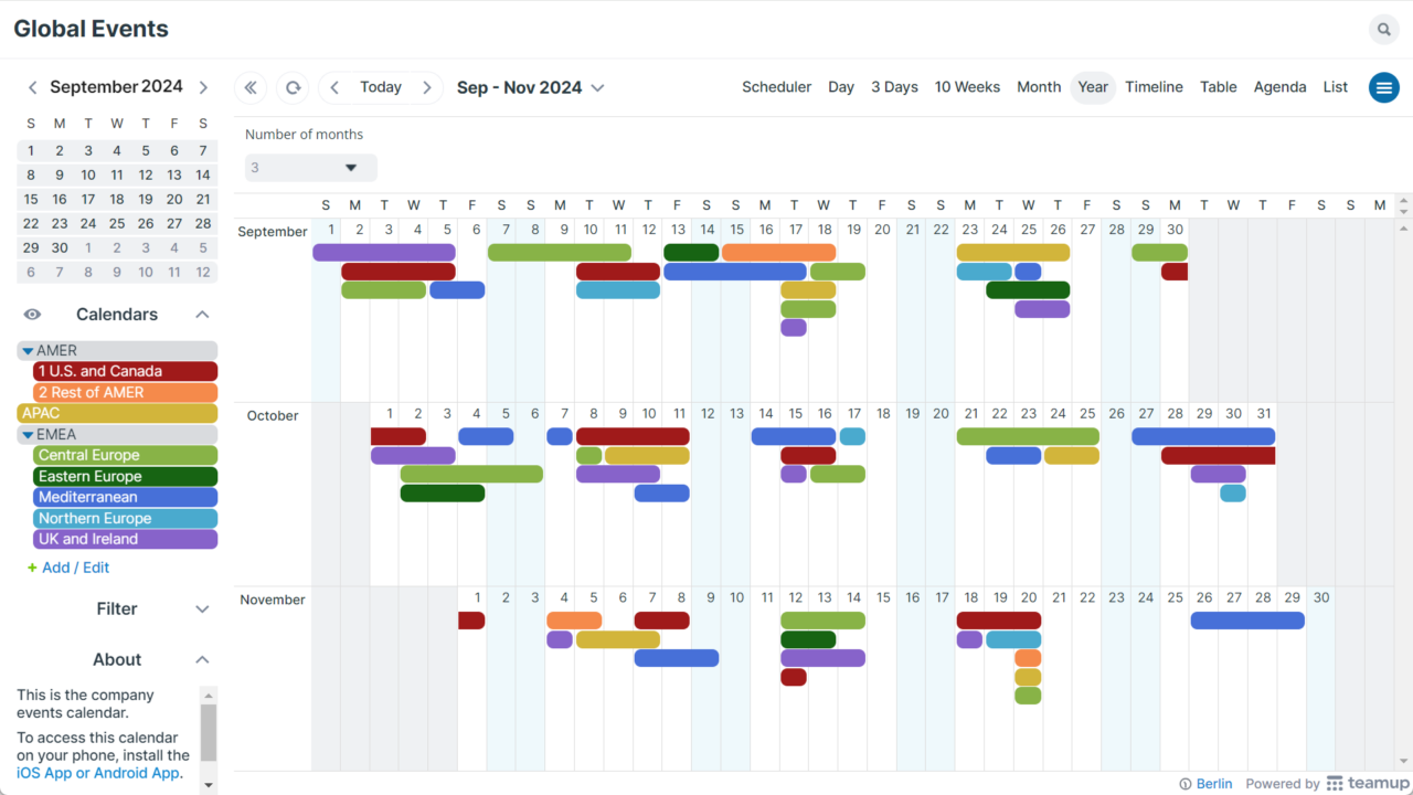 Global Events Calendar - Teamup.com