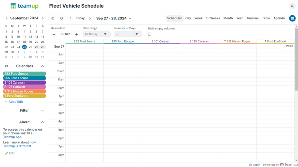 Scheduling fleet vehicles made easy - Teamup.com