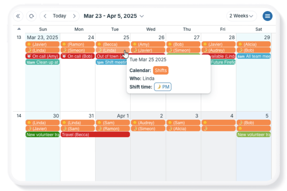 Free Calendar for Scheduling Volunteer Community Services - Teamup.com